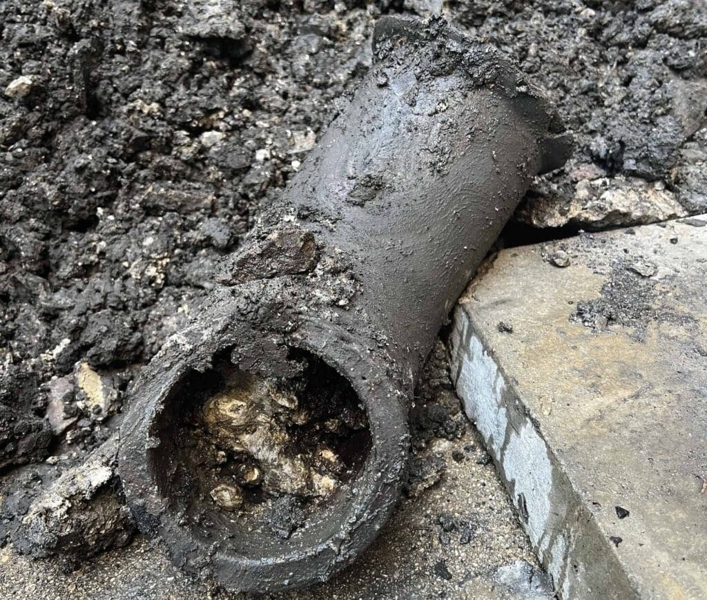 Underground gutter Drain Clogged Cleaning - Clay pipe repair